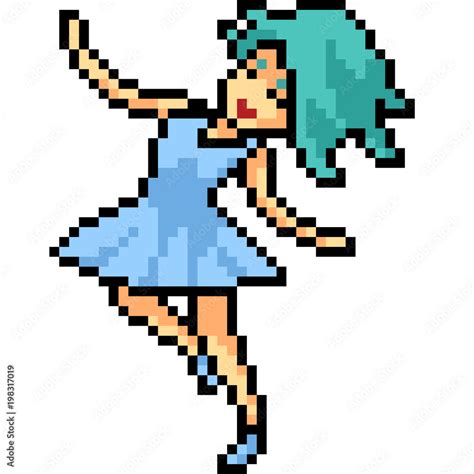 Vector Pixel Art Woman Dance Ballet Stock Vector Adobe Stock