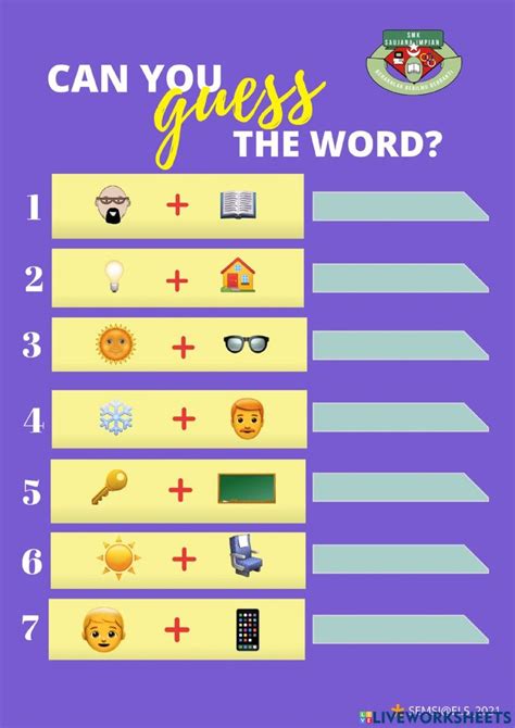Emoji Guess The Word Worksheet
