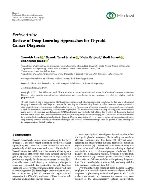 Pdf Review Of Deep Learning Approaches For Thyroid Cancer Diagnosis