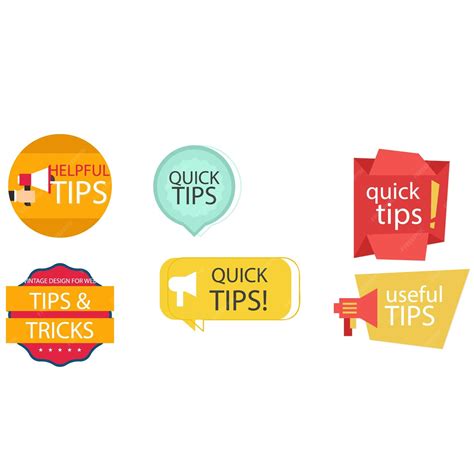 Premium Vector Quick Tips Label Vector Set Modern Style For Tooltip Badge Solution And Advice