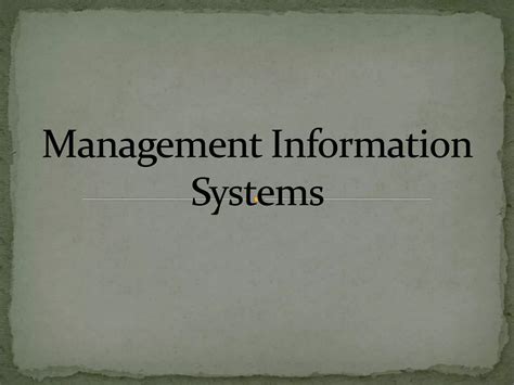 Management Information Systems Ppt Pptx Technology And Computing