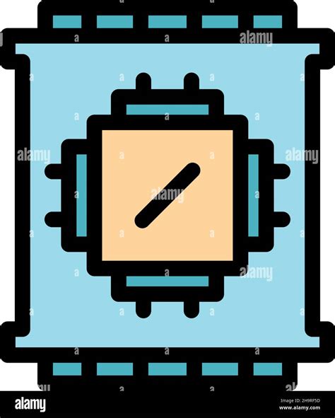 Computer Processor Icon Outline Computer Processor Vector Icon Color Flat Isolated Stock Vector