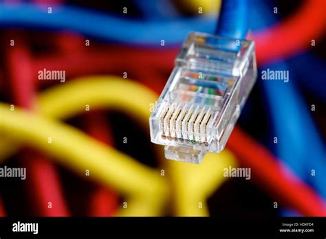 Ethernet Cable Computer And Colorful Background Stock Photo Alamy
