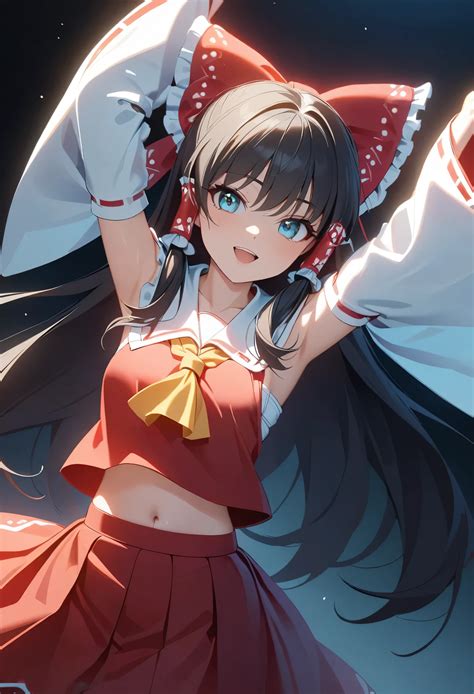 Anime Girl With Long Hair And A Red And White Dress Seaart Ai