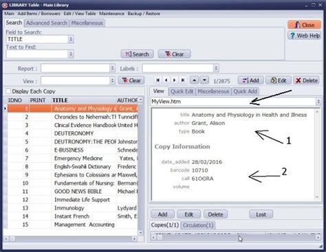 Handy Library Manager Tutorial View Book View Tab