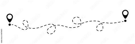 Pin Map Dotted Line Navigation Pointers Destination Sign Vector Illustration Isolated On