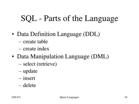 Ppt Cis 671 Introduction To Database Systems Ii Introduction