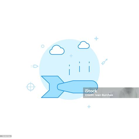 떨어지는 폭탄 플랫 벡터 아이콘입니다 채워진 선 스타일입니다 블루 흑백 디자인 편집 가능한 스트로크 가벼운에 대한 스톡 벡터