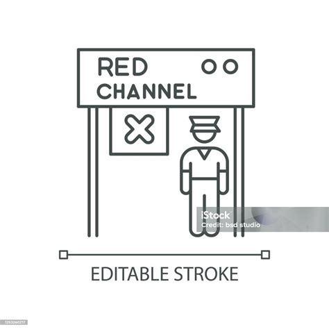 빨간색 채널 픽셀 완벽한 선형 아이콘 탑승 통로가 닫혔습니다 출국 금지 얇은 선 사용자 정의 일러스트레이션 윤곽 기호입니다 벡터