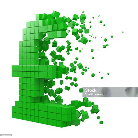 파운드 기호 모양의 데이터 블록 녹색 큐브버전입니다 3d 픽셀 스타일 벡터 그림입니다 모자이크 처리에 대한 스톡 벡터 아트 및