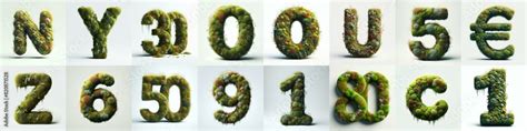 Blend Grass And Moss Lettering Typeface Ai Generated Illustration