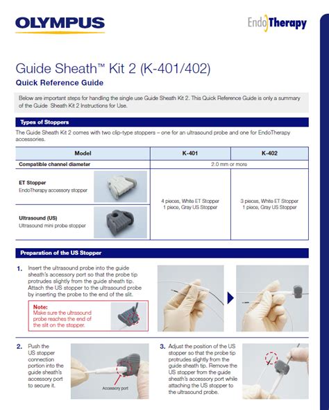 Quick Reference Guide for Guide Sheath™ Kit 2 (K-401/402) - Olympus ...