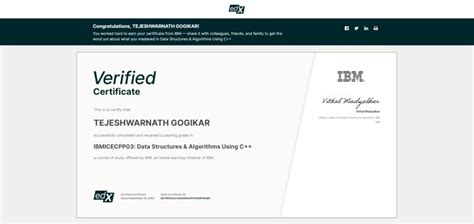 Tejeshwarnath Gogikar On Linkedin Edx Datastructuresandalgorithms