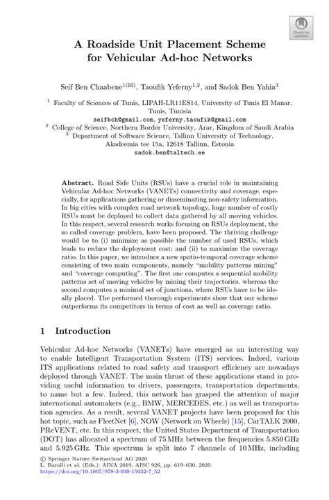 Pdf A Roadside Unit Placement Scheme For Vehicular Ad Hoc Networks