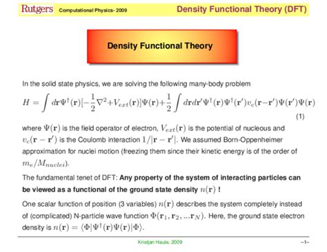 Pdf Density Functional Theory Dft Density Functional Theory