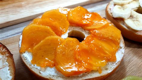 베이글빵 요리 베이글 베이글요리 단감 감 키위 사과 바나나 모듬과일 디저트