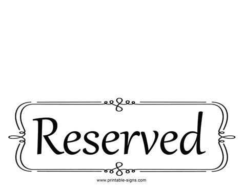 Free Printable Reserved Sign Table Tent Printable Signs