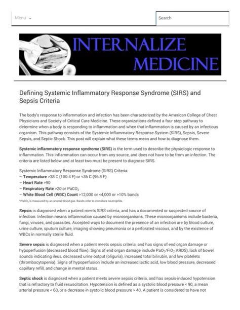 Defining Systemic Inflammatory Response Syndrome And Sepsis Internalize