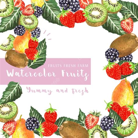과일 화환 수채화 템플릿 템플릿 Psd 다운로드 디자인 자료 다운로드