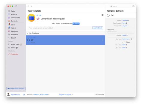 Subtasks Cirkus Support