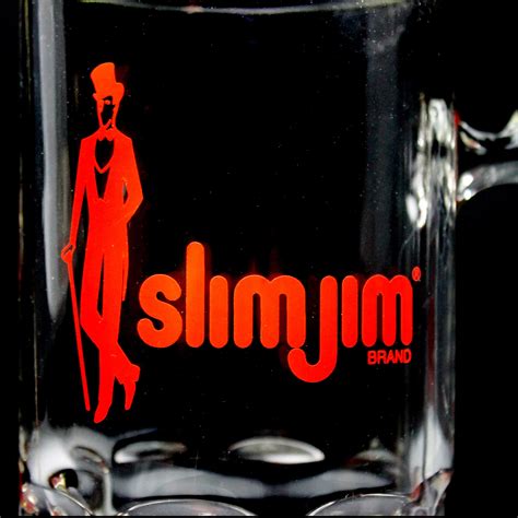 Slim Jim Beer Mug Libbey Glass Heavy Clear Glass 32 Ounce Advertising Mug Barware Mens T