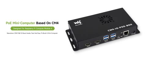 Waveshare Poe Mini Computer Based On Raspberry Pi Compute Module 4 Not Included