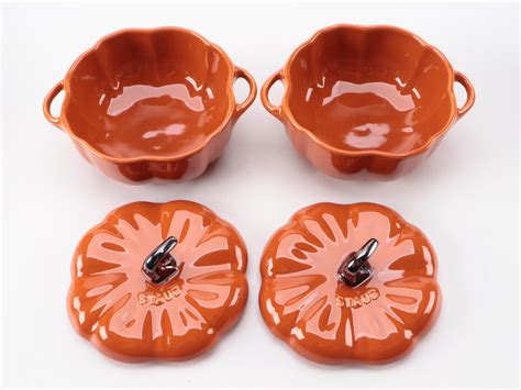 Staub Pumpkin Themed Cast Iron Cocette Dishes Ebth