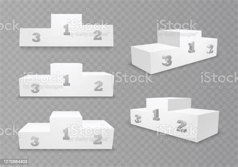 1위 2위 3위를 차지한 우승자를 위한 받침대 시상식에 참가하는 연단은 콘테스트 수상자를 위해 서 있습니다 메달 수상대에 대한