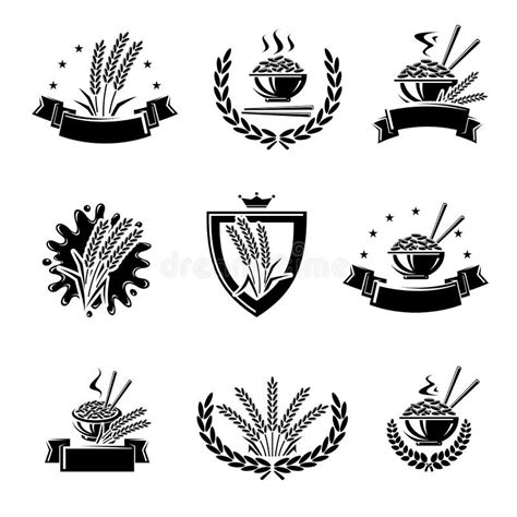 Etiquetas Del Arroz Y Sistema De Elementos Arroz Del Icono De La Colecci N Vector Ilustraci N