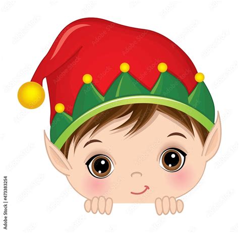 Cute Elf Boy Playing Peekaboo Vector Peek A Boo Elf Boy Stock Vector