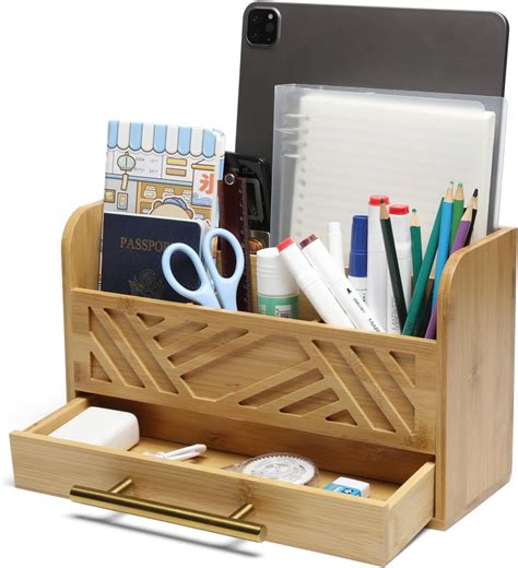 Sglrt Wood Desk Organizers And Storage With Drawer Mail
