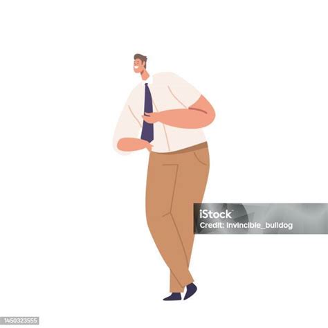 단일 남성 캐릭터는 흰색 배경에 격리된 공식적인 셔츠 넥타이 및 바지를 착용합니다 성인 구식 비즈니스 남자 개념에 대한 스톡 벡터 아트 및 기타 이미지 Istock