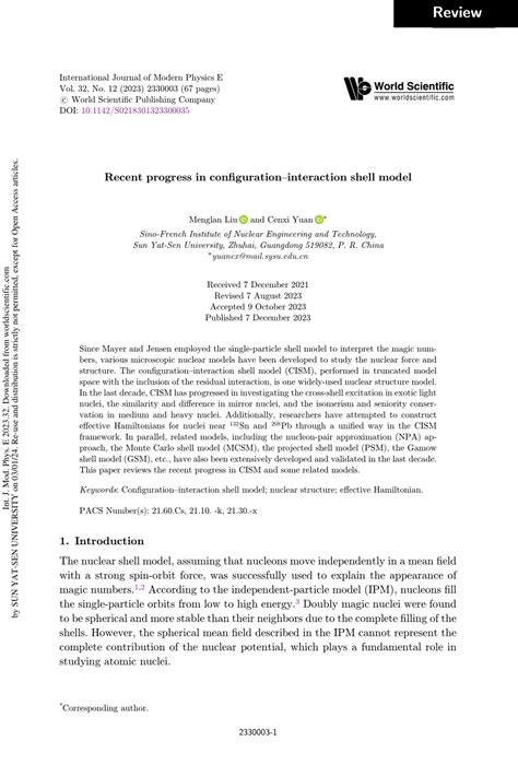 Pdf Recent Progress In Configuration Interaction Shell Model