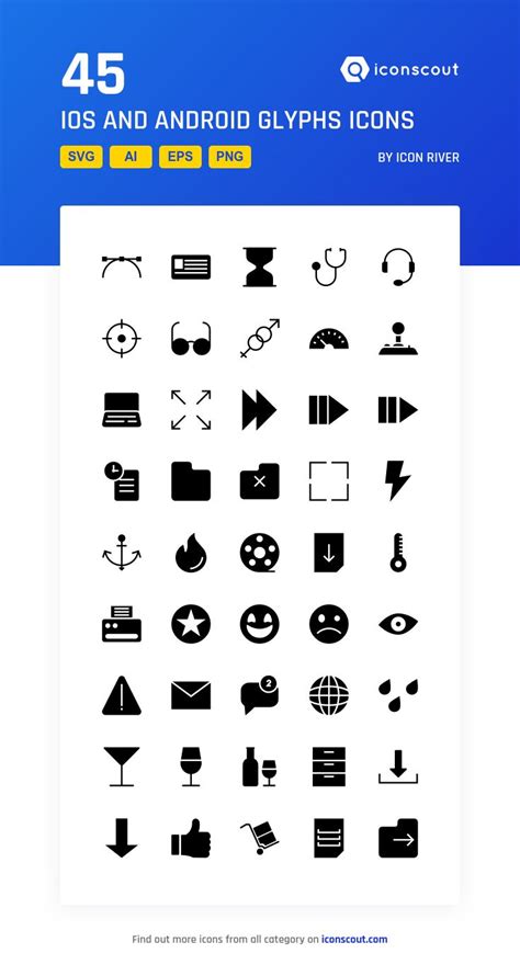 Ios And Android Glyphs Icon Pack 45 Free Download User Interface