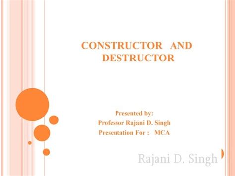Constructor Destructor Slides Ppt Programming Languages Computing