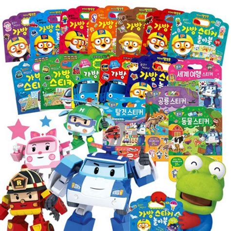 아이월드 뽀로로 타요 띠띠뽀 로보카폴리 가방 스티커 놀이북 붙였다 뗐다 놀이북 완구