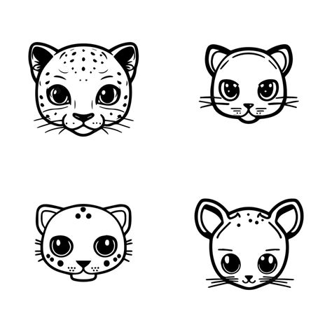 Premium Vector Cute Kawaii Panther Collection Set Hand Drawn Illustration
