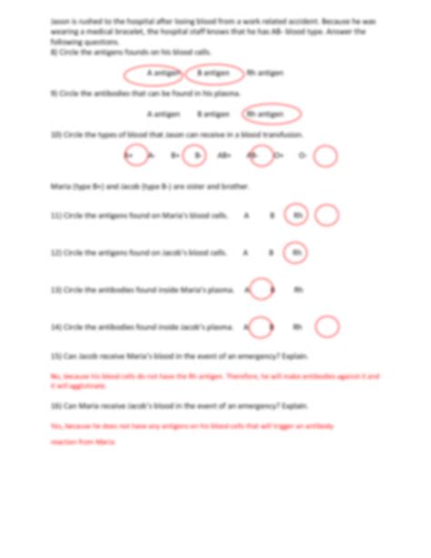 Blood Worksheet