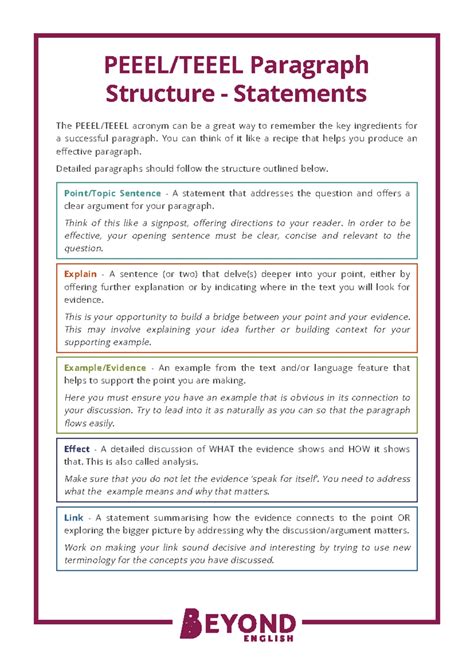 Peeel Teeel Paragraph Structure Statements Peeel Teeel Paragraph Structure Statements The