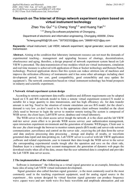 Research On The Internet Of Things Network Experiment System Based On Virtual Instrument