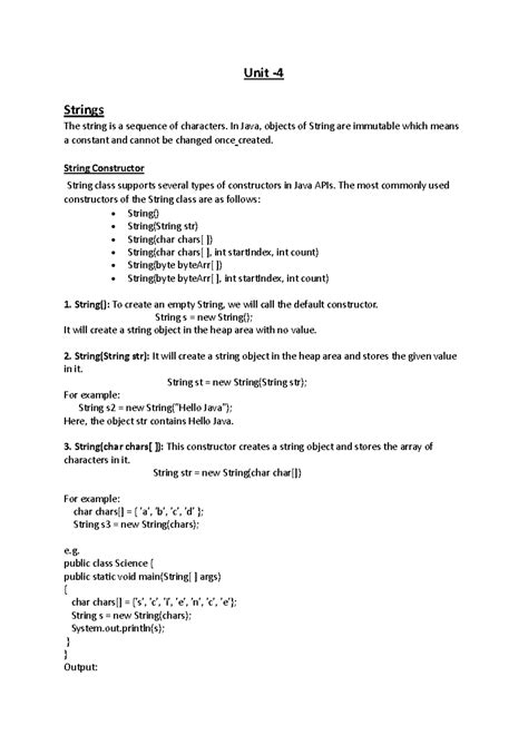 Unit 4 Aoop Pyq Unit 4 Strings The String Is A Sequence Of