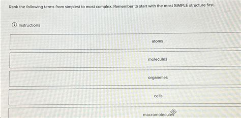 Solved Rank The Following Terms From Simplest To Most