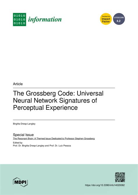 Pdf The Grossberg Code Universal Neural Network Signatures Of Perceptual Experience Lead