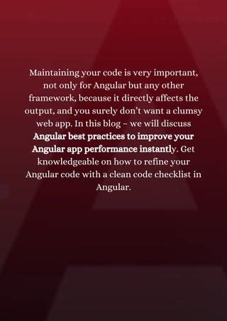 Top Angular Best Practices To Organize Your Angular App PDF