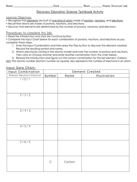 Fillable Online Discovery Techbook Atomic Structure Lab Double Science With Fax Email