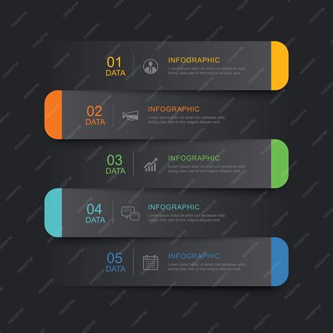 Premium Vector 5 Data Infographics Tab Paper Index Black Template Vector Illustration Business