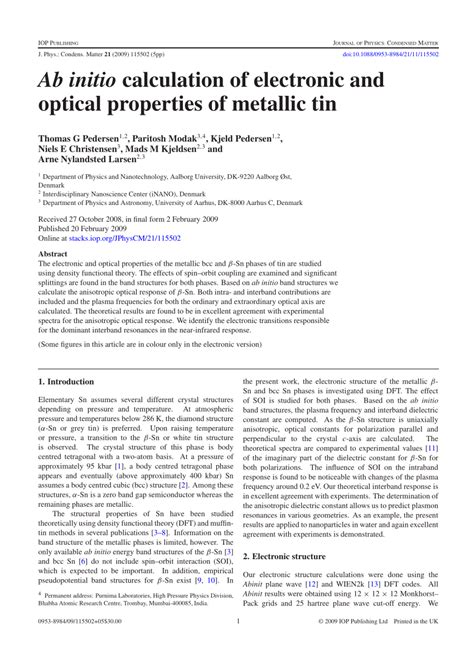 Pdf Ab Initio Calculation Of Electronic And Optical Properties Of