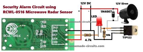 Security Alarm Circuit Using Rcwl 0516 Microwave Radar Sensor Homemade Circuit Projects