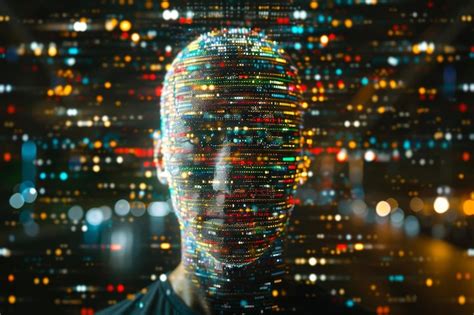 Premium Photo Digital Human Face With Multicolored Data Streams Symbolizing Artificial