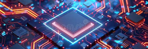 Semiconductor World With Dark Blue Background And Wide Angle Stock